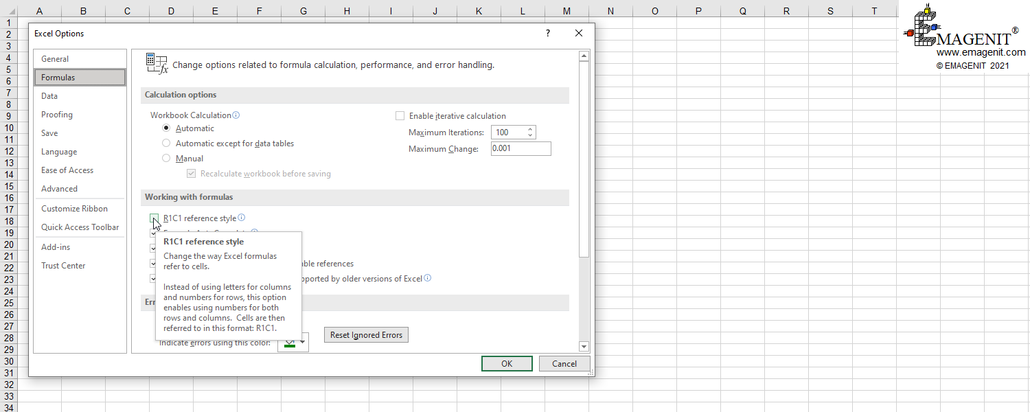 How To Use The A1 And R1C1 Cell Reference Styles In Worksheet Formulas